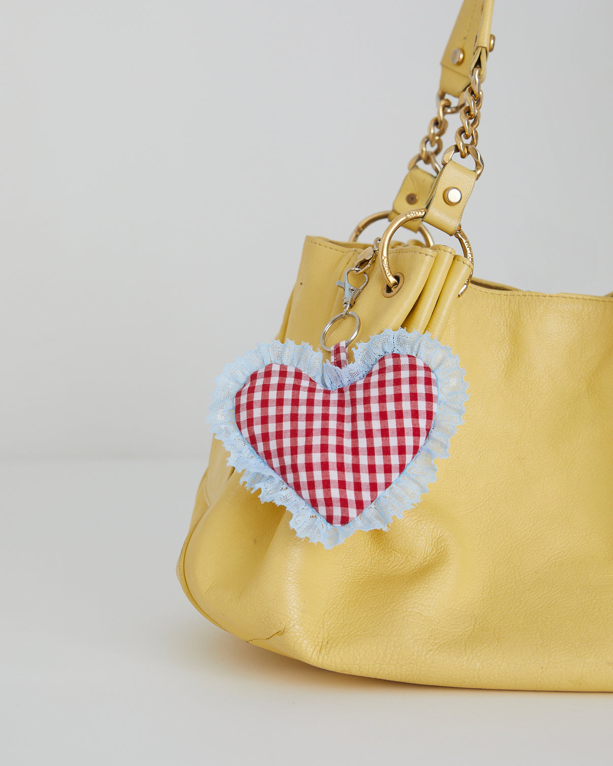 Red Gingham Heart Charm – 8Ball Custom Vintage